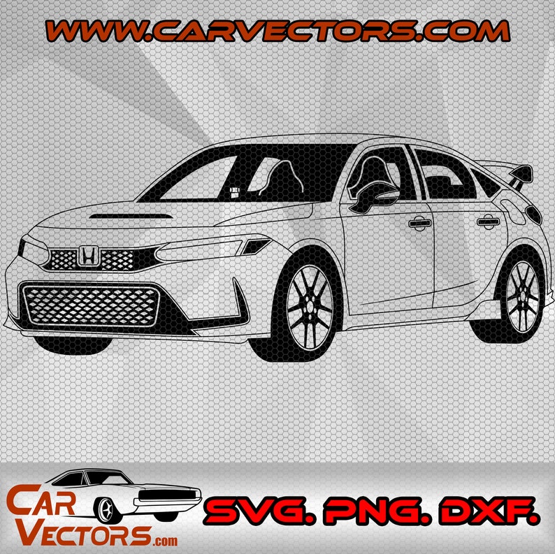 Honda Civic Type R 2024 JDM PNG SVG, Cut File, Drawing ,illustration ...