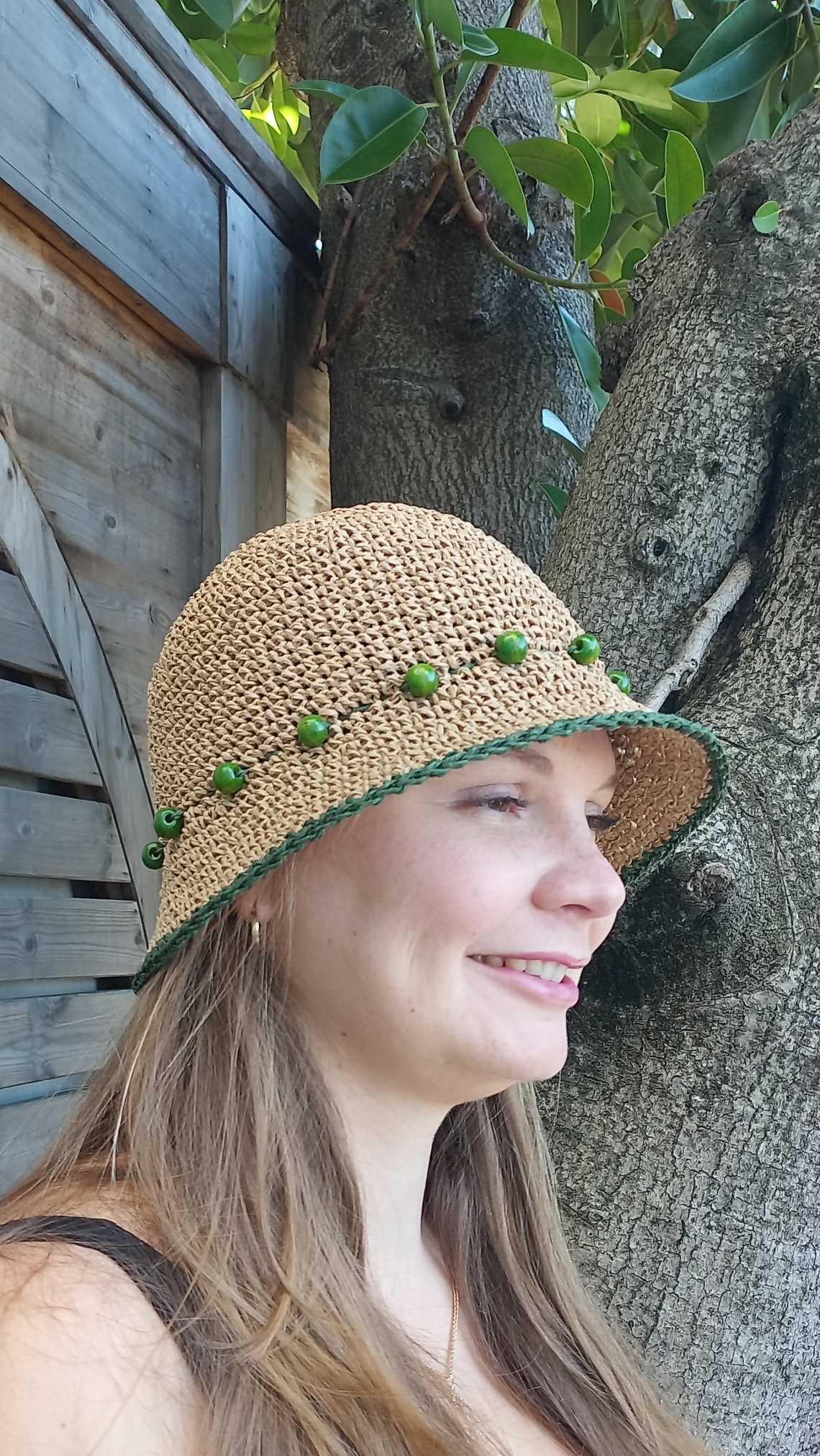 Crocheted Raffia Bucket Hat, Beaded Beach Sun Hat - Etsy