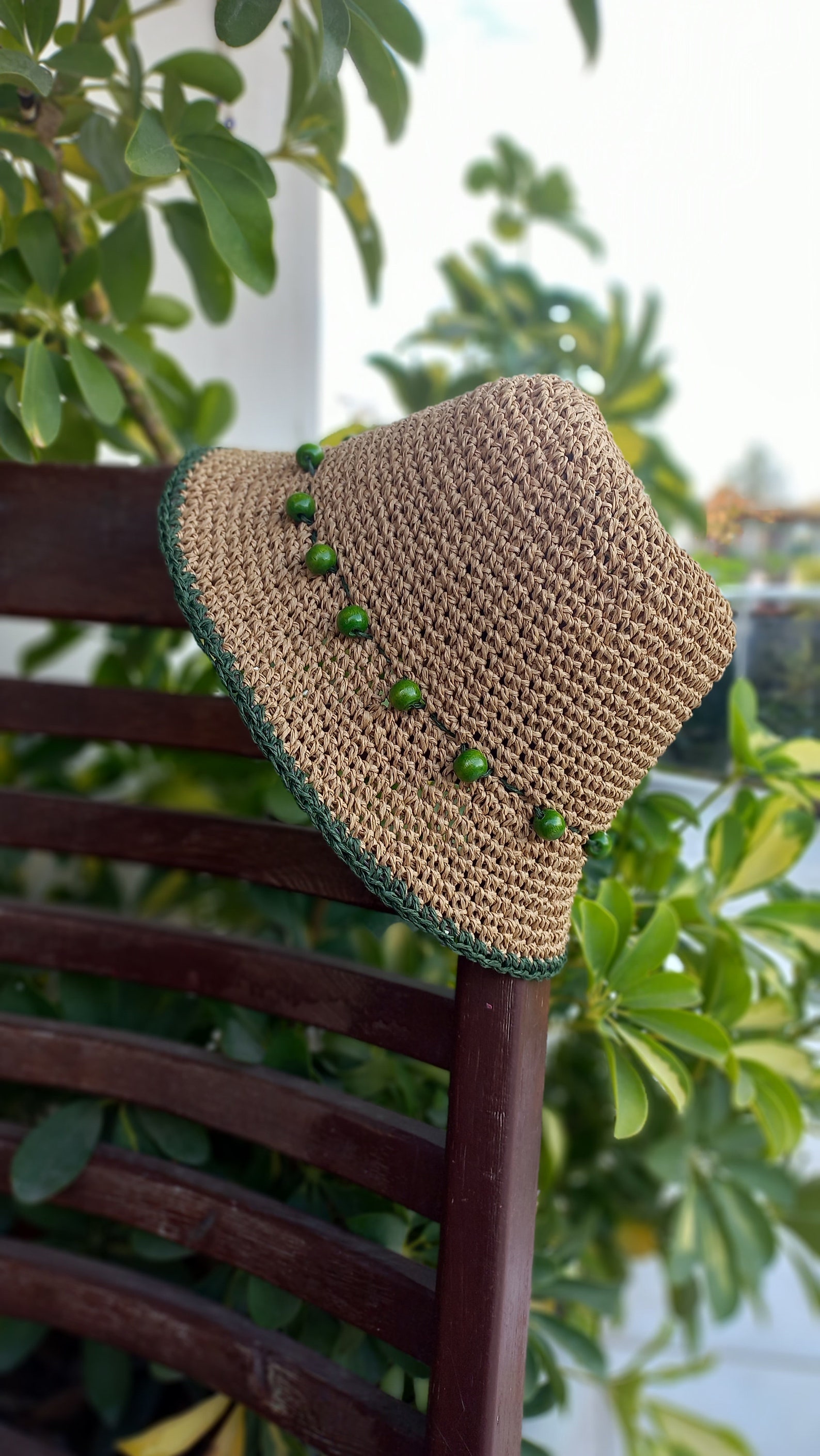 Crocheted Raffia Bucket Hat, Beaded Beach Sun Hat - Etsy