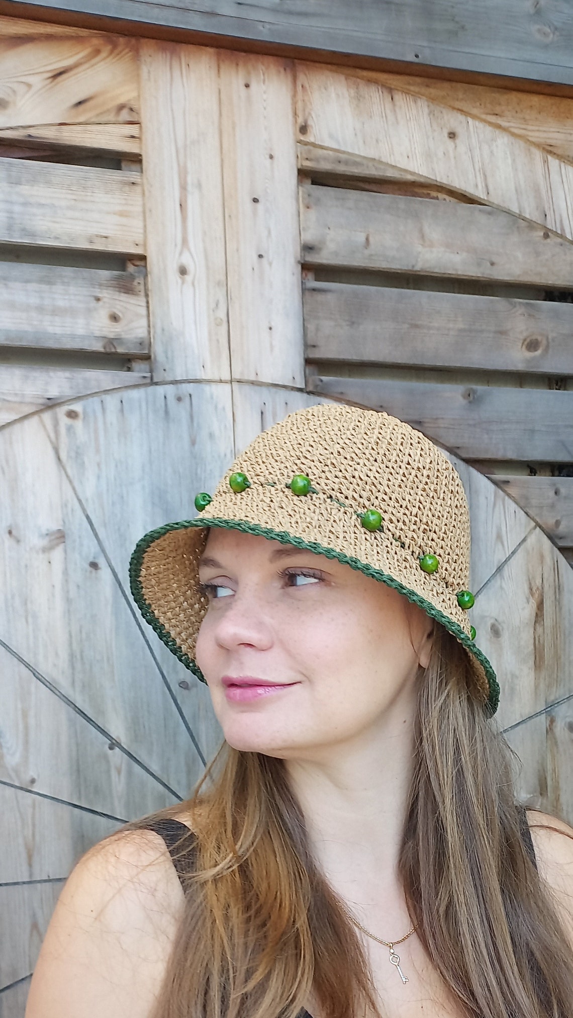 Crocheted Raffia Bucket Hat, Beaded Beach Sun Hat - Etsy