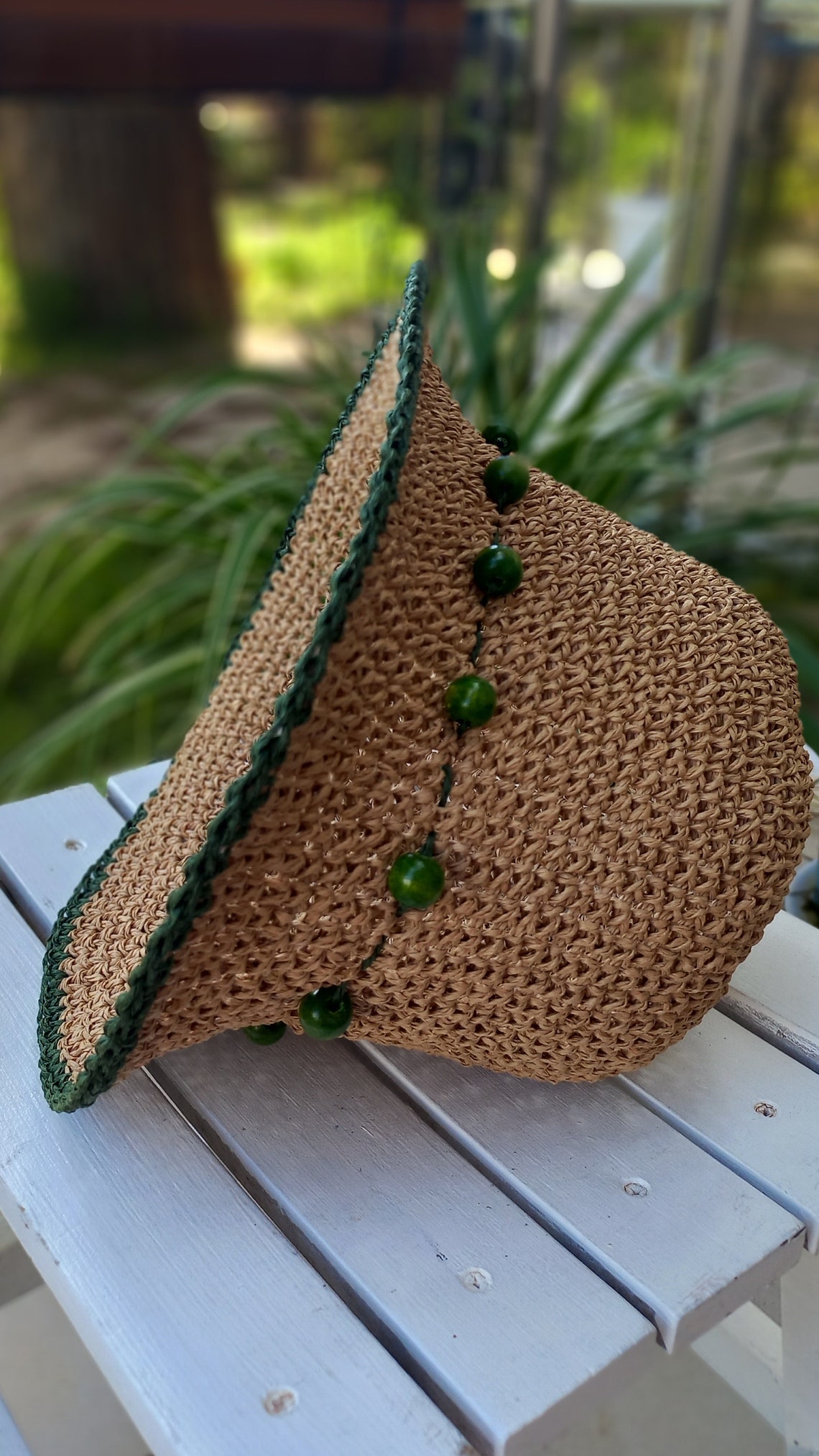 Crocheted Raffia Bucket Hat, Beaded Beach Sun Hat - Etsy