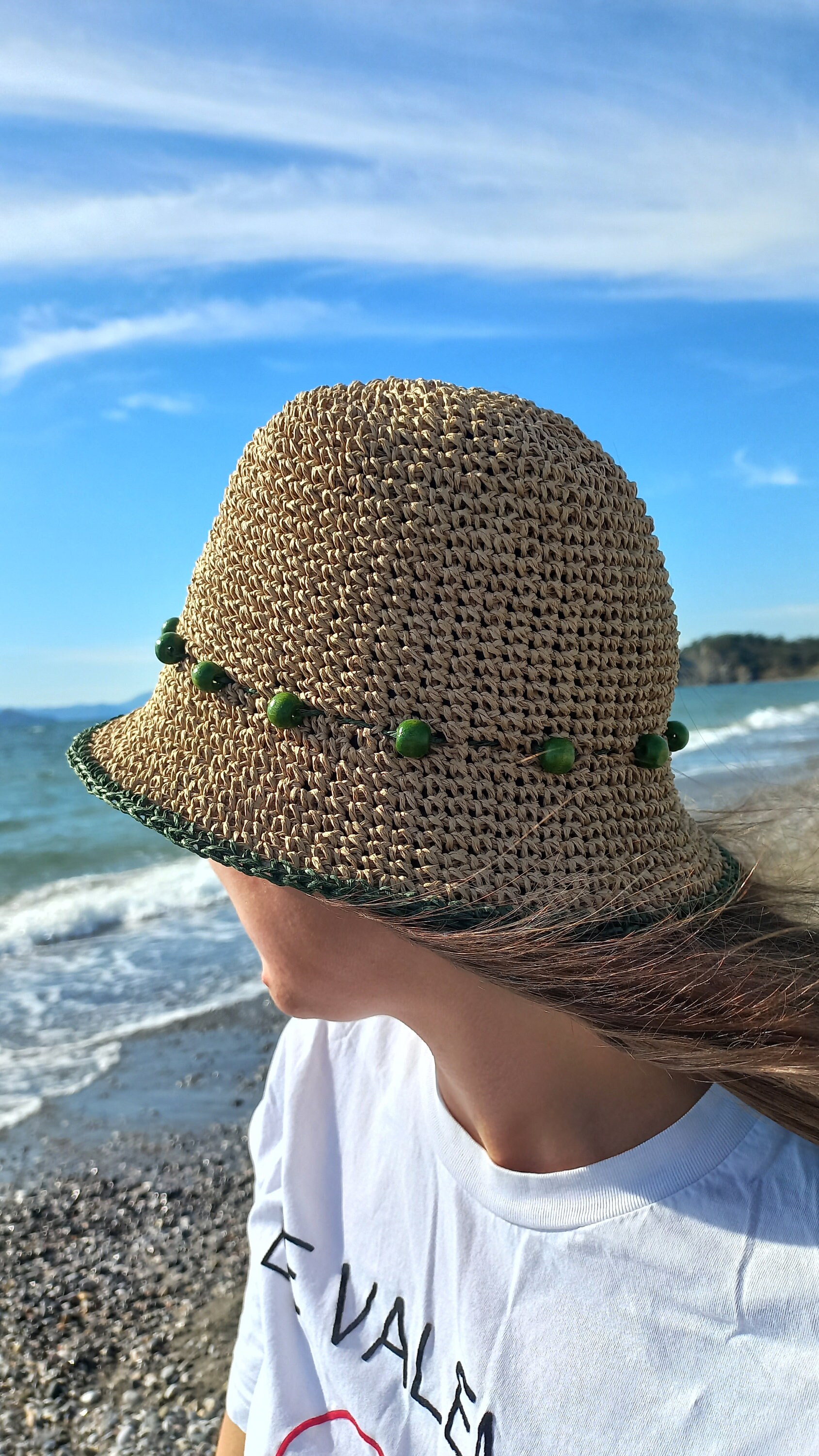 Crocheted Raffia Bucket Hat, Beaded Beach Sun Hat - Etsy