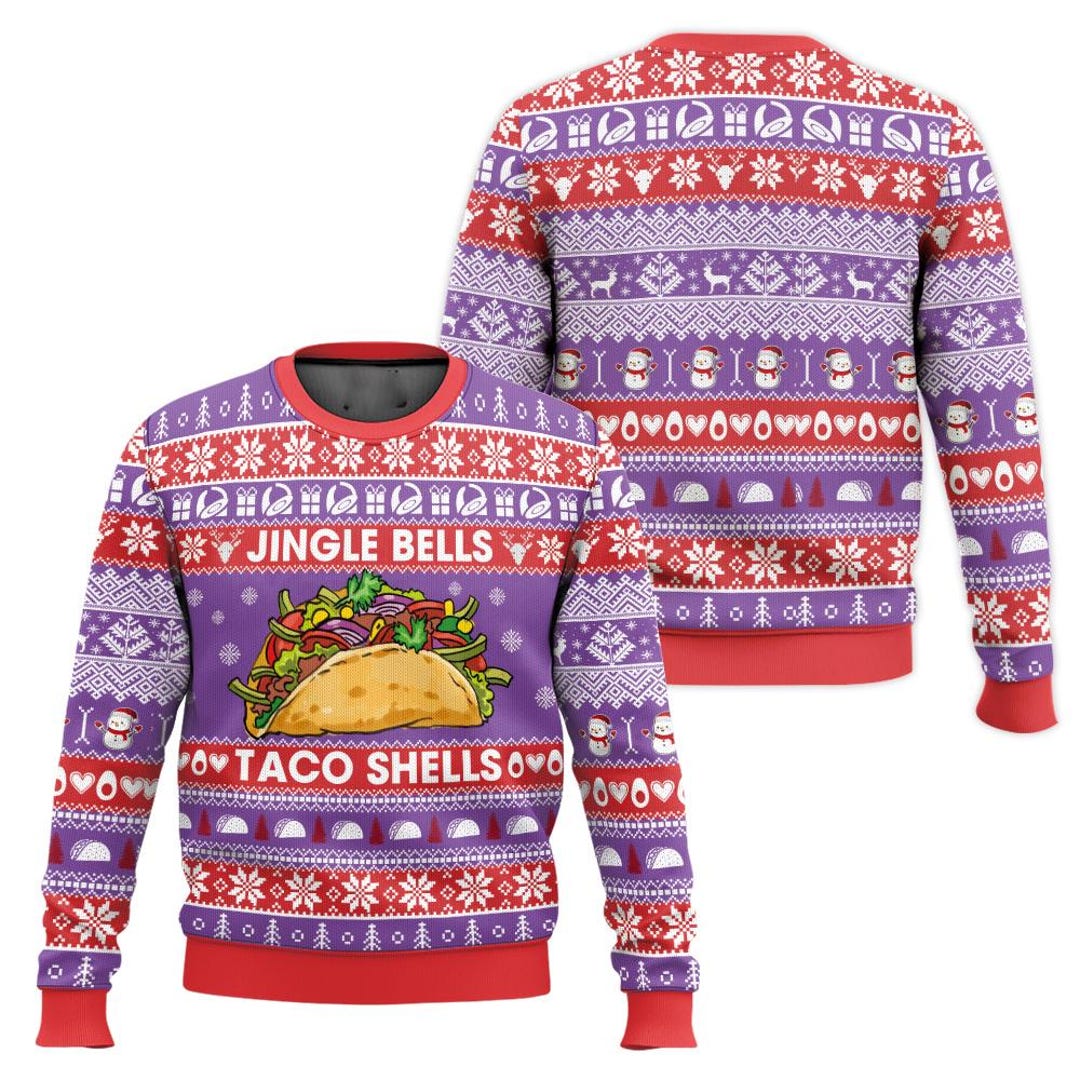 Taco Bell Christmas Sweater, Junk Food Holiday Sweater, Taco Bell Sauce ...