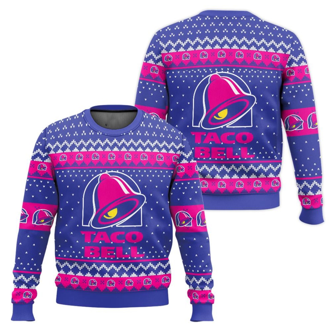 Taco Bell Christmas Sweater, Junk Food Holiday Sweater, Taco Bell Sauce ...
