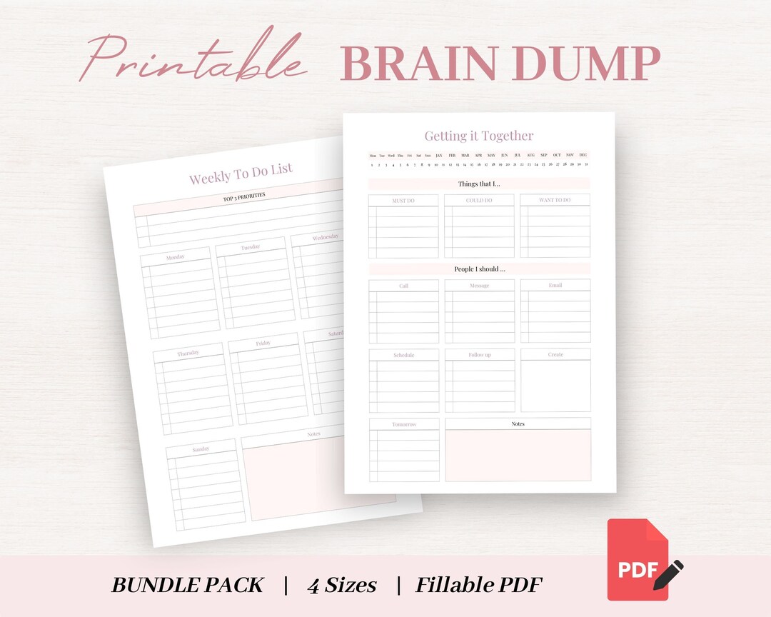 EDITABLE Brainstorming Printable Planner to Do List Template ADHD ...