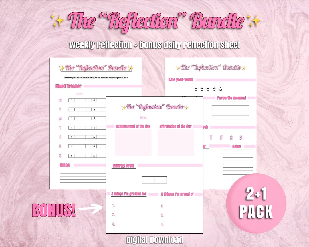 The "reflection" Bundle - Weekly Reflection Templates + BONUS Daily ...