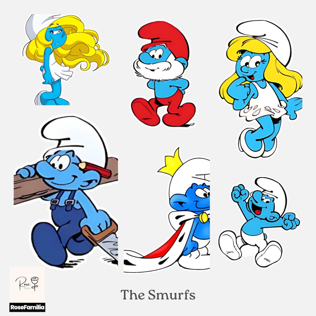 Made Ai the Smurfs Fun and Cute Cartoon Stickers 93 Different Designs ...