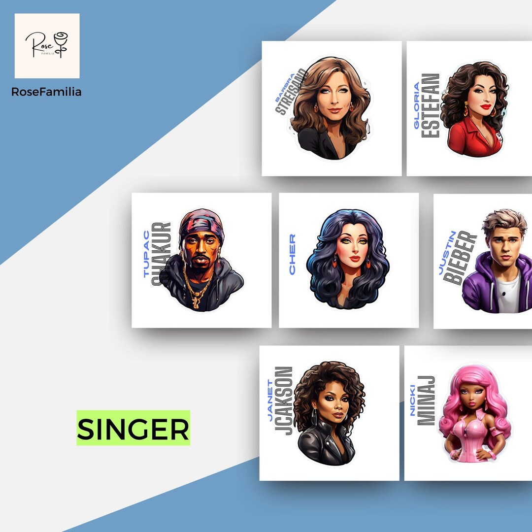 Charming Cute Cartoon Celebrity Singers Stickers Set of 179-printable ...