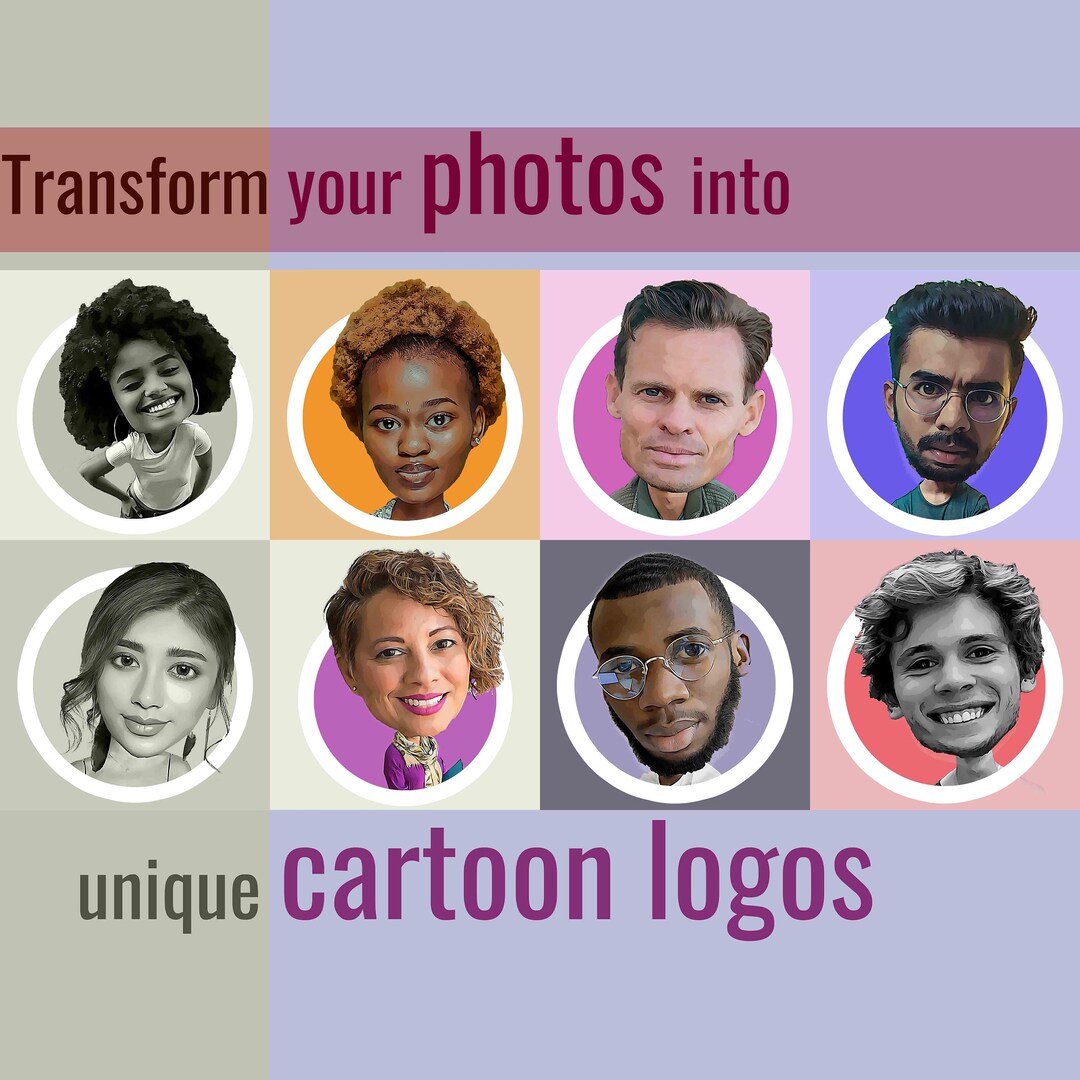 Cartoon Portrait Logos, Picture to Logo Magic, Personalised Digital ...
