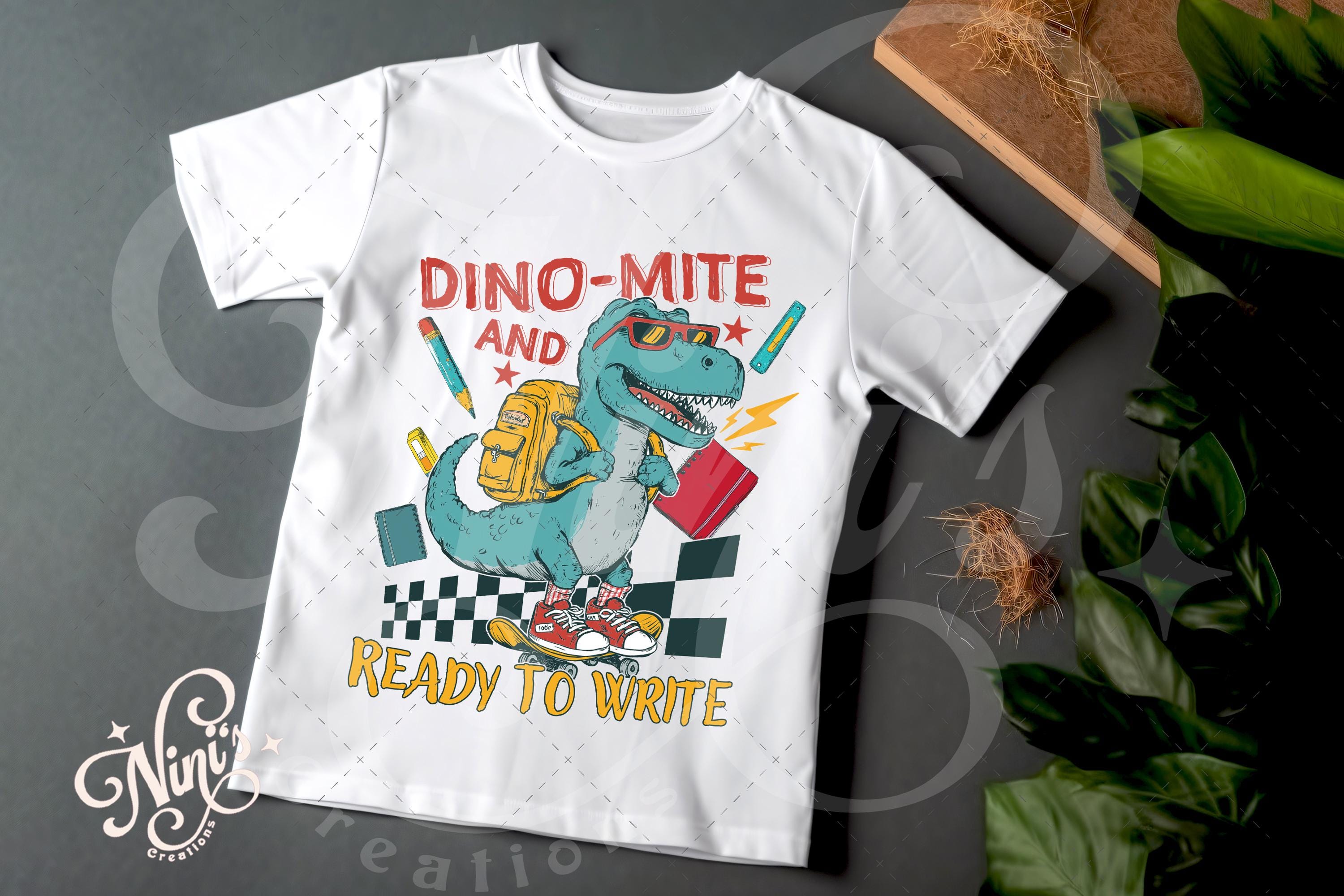 Dino-mite and Ready to Write PNG | Cool Skateboarding Dinosaur Back to ...