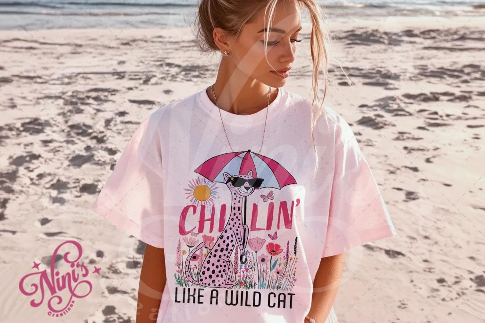 Chillin’ Like a Wild Cat PNG | Leopard Retro Summer Sublimation Design ...