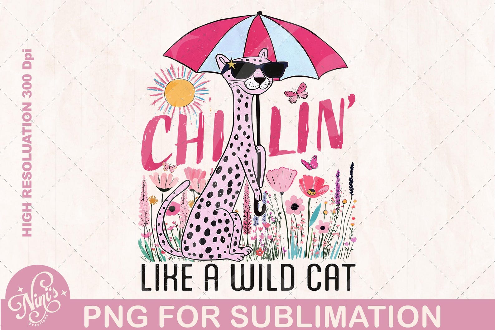 Chillin’ Like a Wild Cat PNG | Leopard Retro Summer Sublimation Design ...