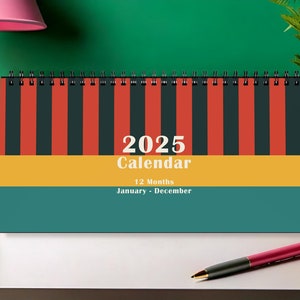 Desk Calendar Colorful Stripes, 2025 Desktop Calendar for New Year's ...