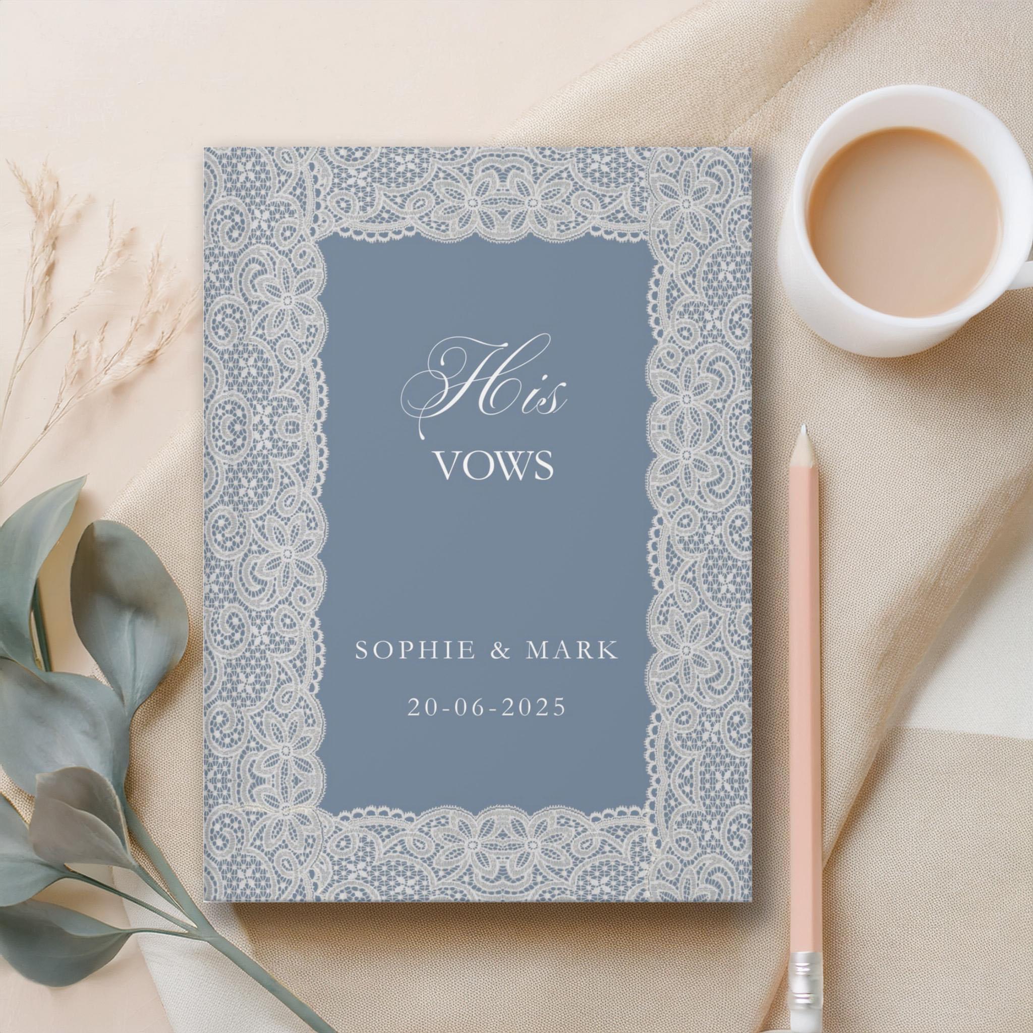 Personalized Wedding Vows Journal: Elegant Lace Print, His & Hers Vow ...