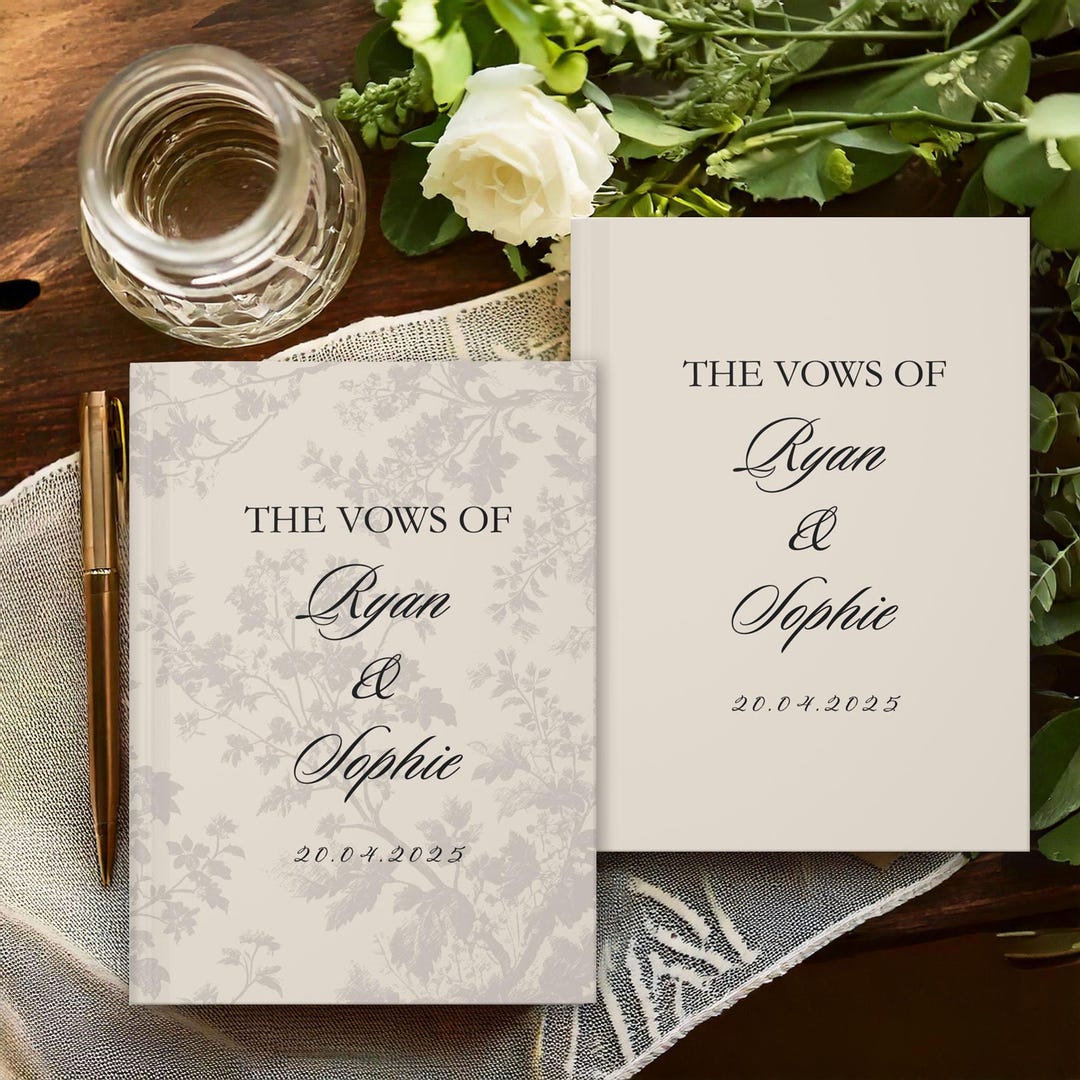 Personalized Wedding Vows Journal With Names Elegant Couple's Vows ...