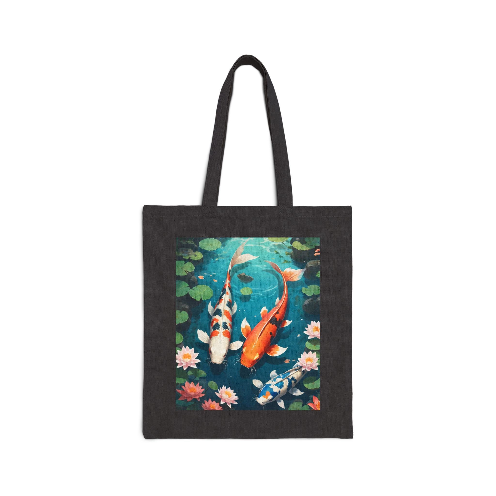 Japanese Koi Fish Canvas Tote, Watercolor Koi Fish Printed Tote ...
