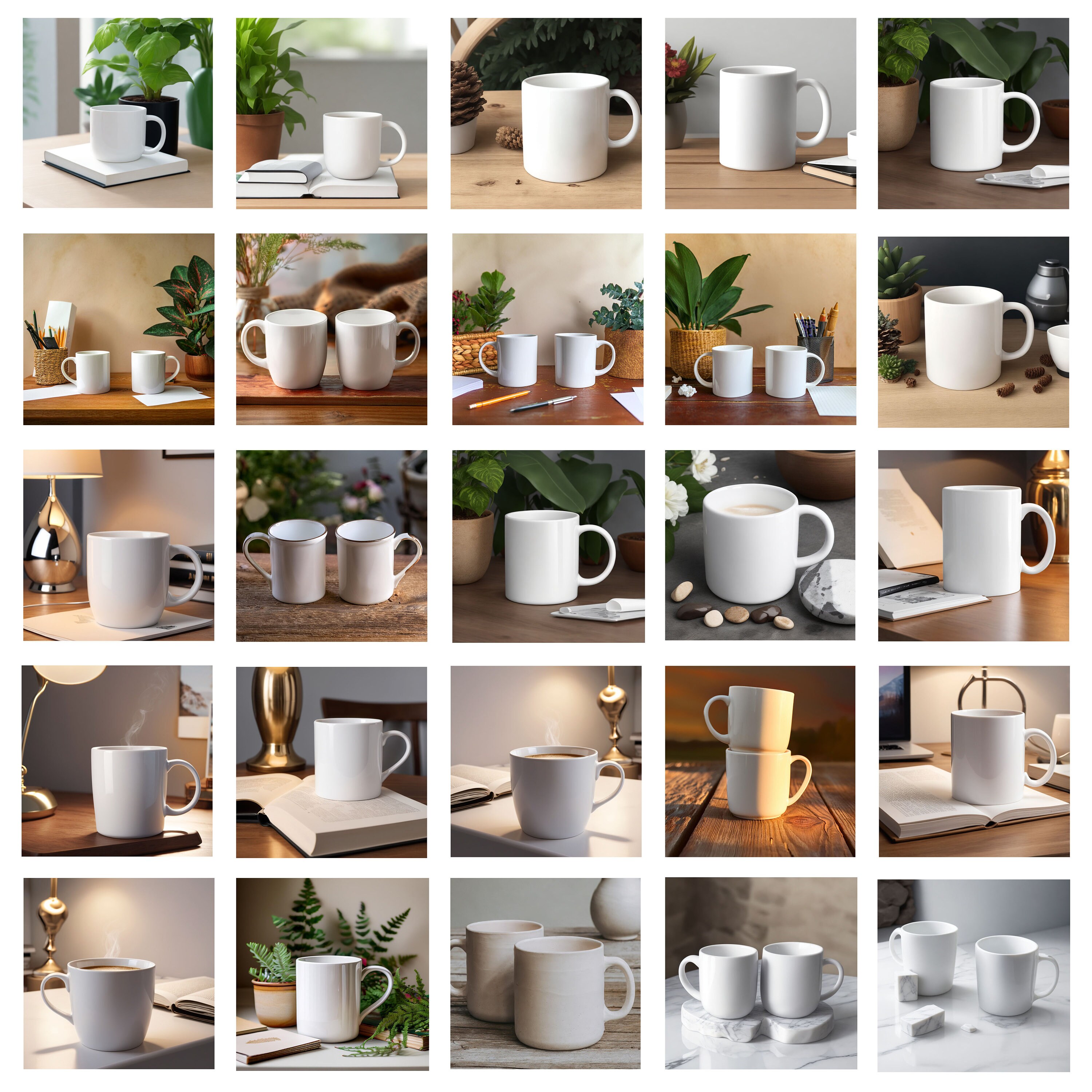 100 White and Black Plain Ceramic Mug Mockup Bundle 11oz 15oz White Cup ...