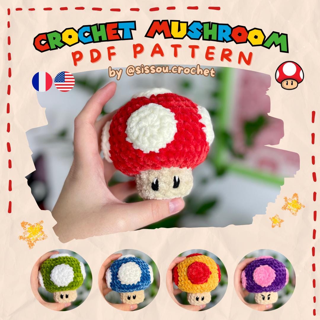 CROCHET PDF PATTERN - Mario Mushroom Amigurumi - French - English ...