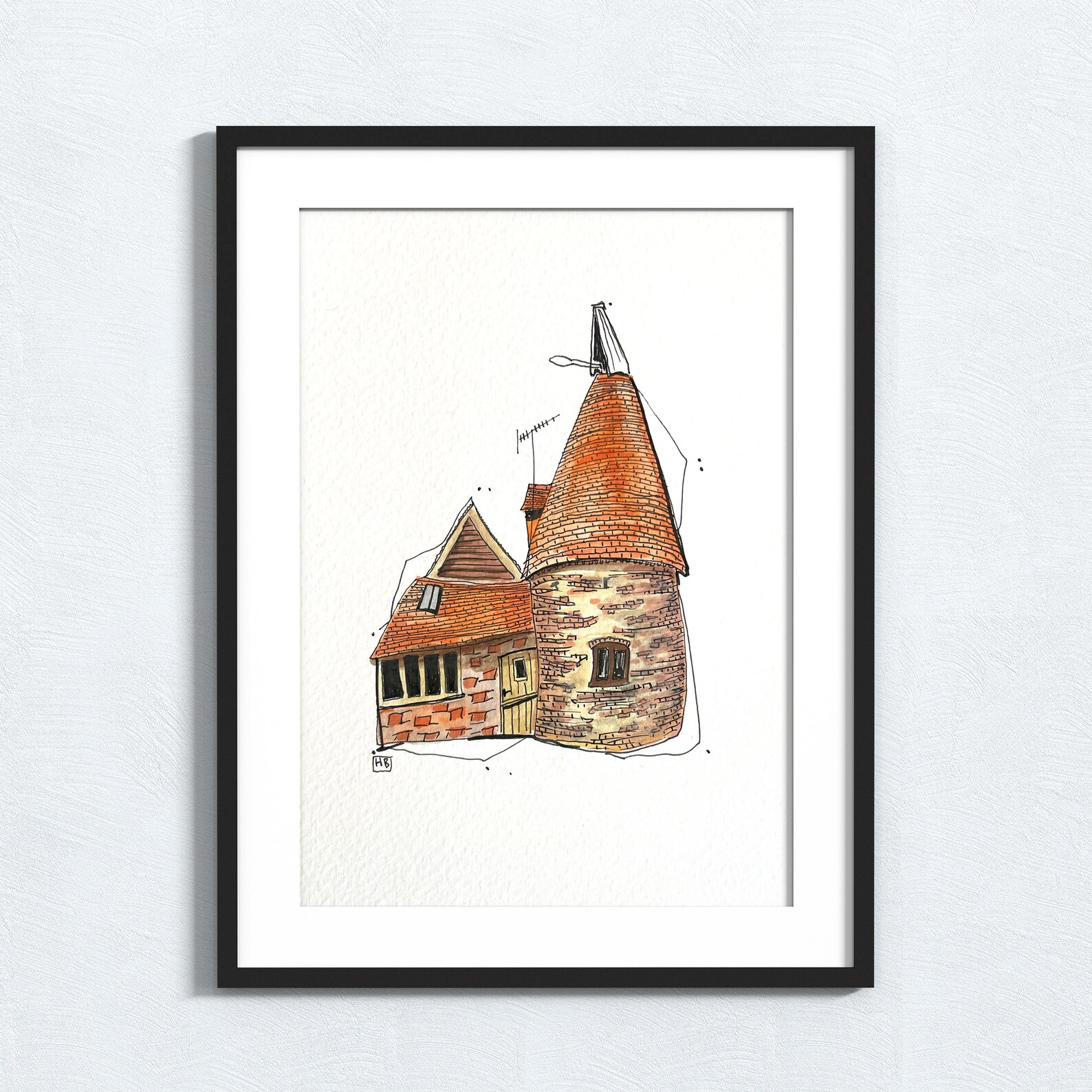 Oast House in Kent, Original Art, Hand-drawn Artwork - Etsy