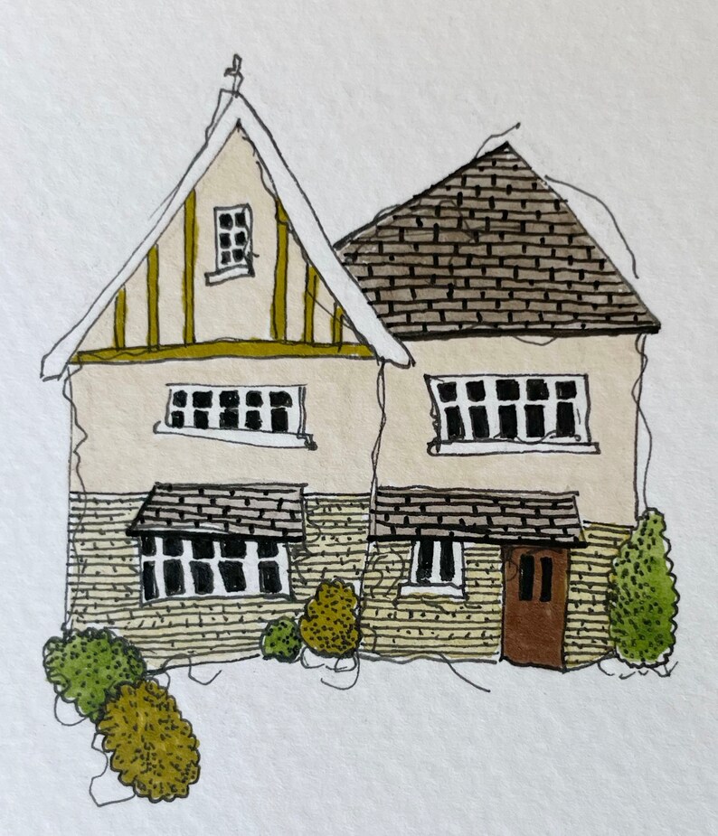 Miniature Hand-drawn House Illustration, House Warming Gift, Home ...