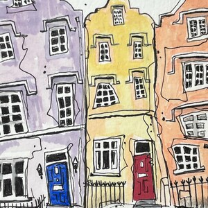 Row of Colourful Houses, Original Art, Hand-drawn Pen Artwork - Etsy