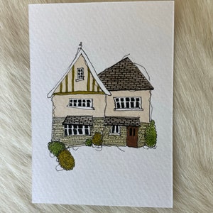 Miniature Hand-drawn House Illustration, House Warming Gift, Home ...