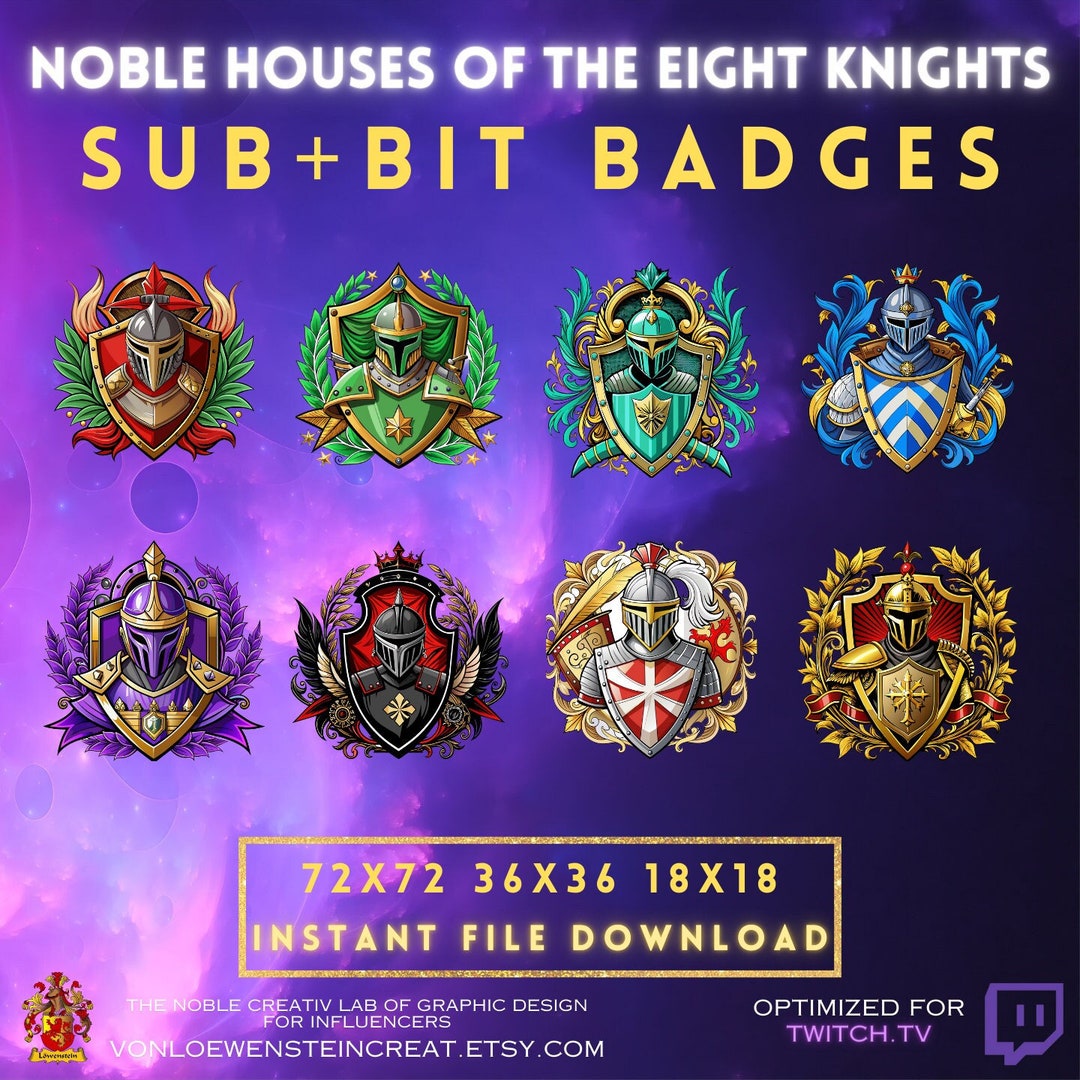 The Noble Houses of the Eight Knights Twitch Sub & Bit Badges, Emblem ...