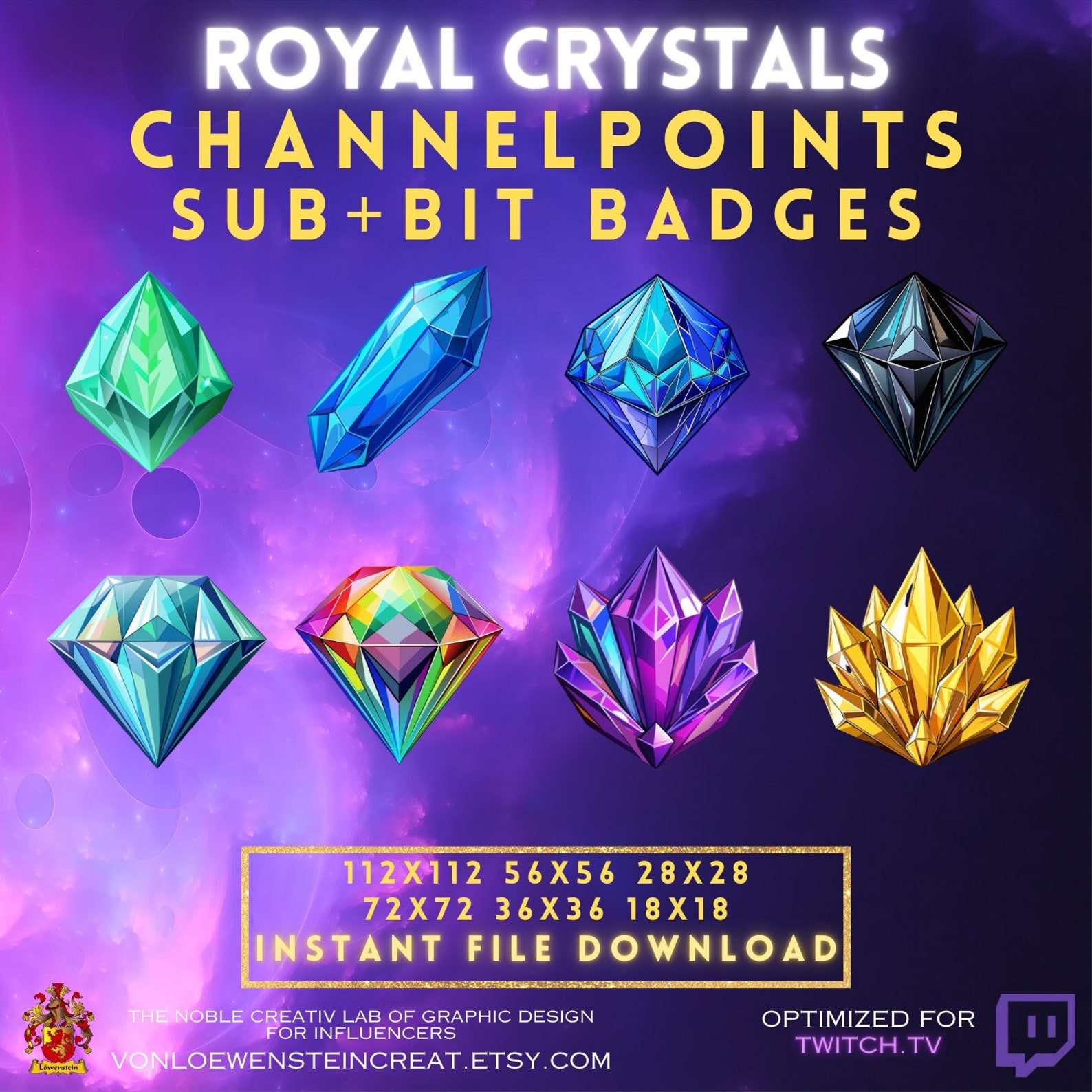 Royal Crystals Twitch Sub & Bit Badges, Channelpoints and Emote Icons ...