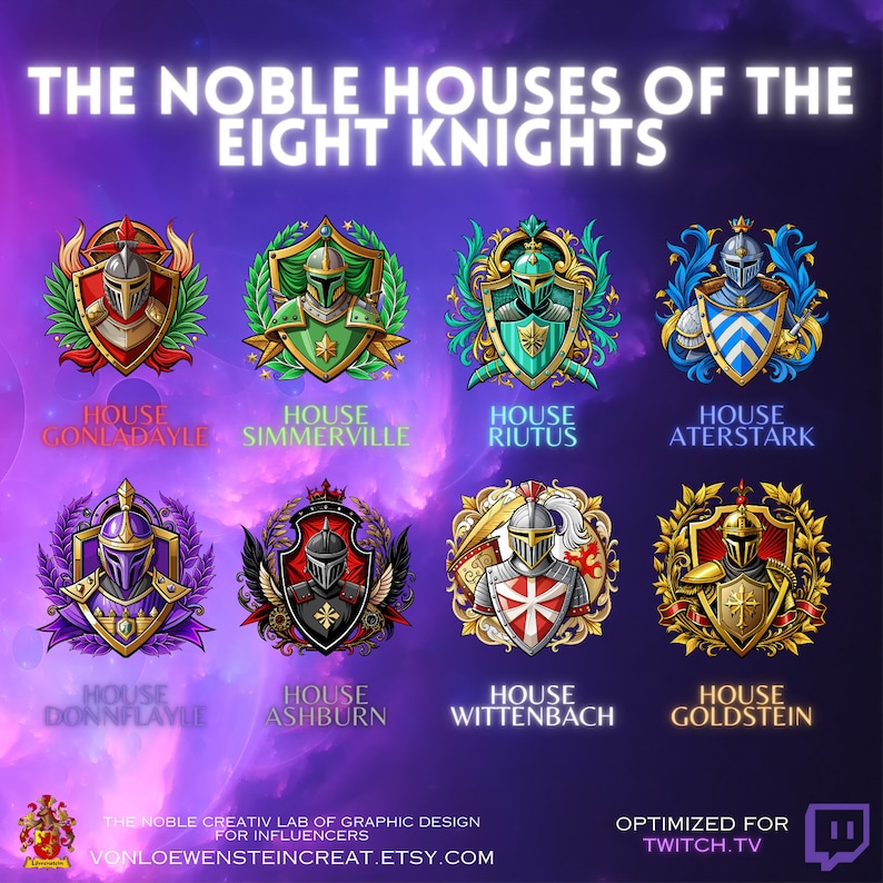 The Noble Houses of the Eight Knights Twitch Sub & Bit Badges, Emblem, Logo and Icons for Twitch ...