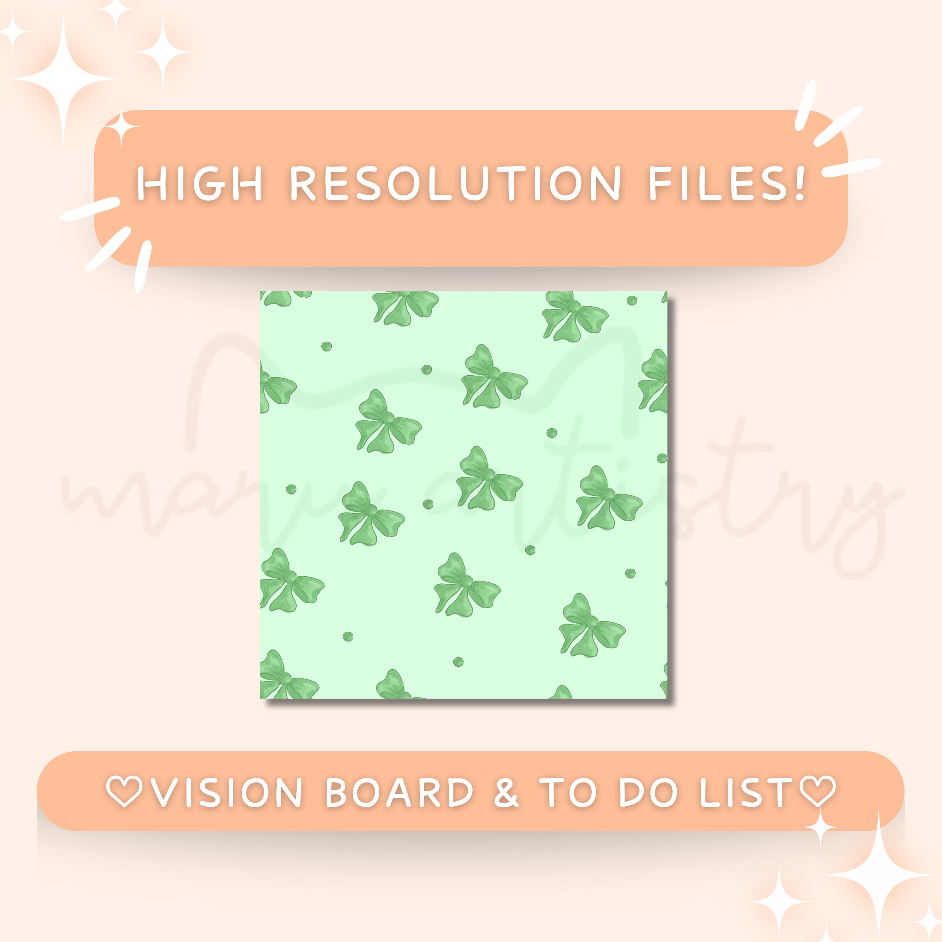 Cute Green Bow Digital Planner Printable Planner Stickers Weekly ...