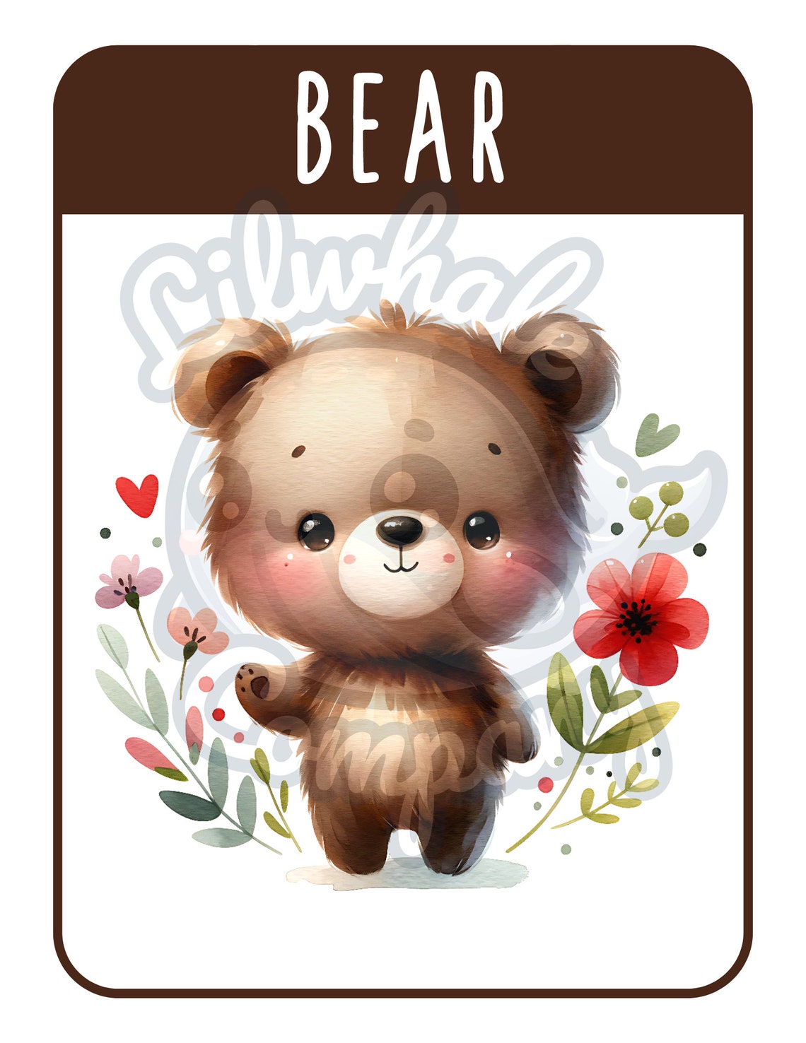 Cute Watercolor Animal Flashcards, Printable Flashcards for Preschool ...