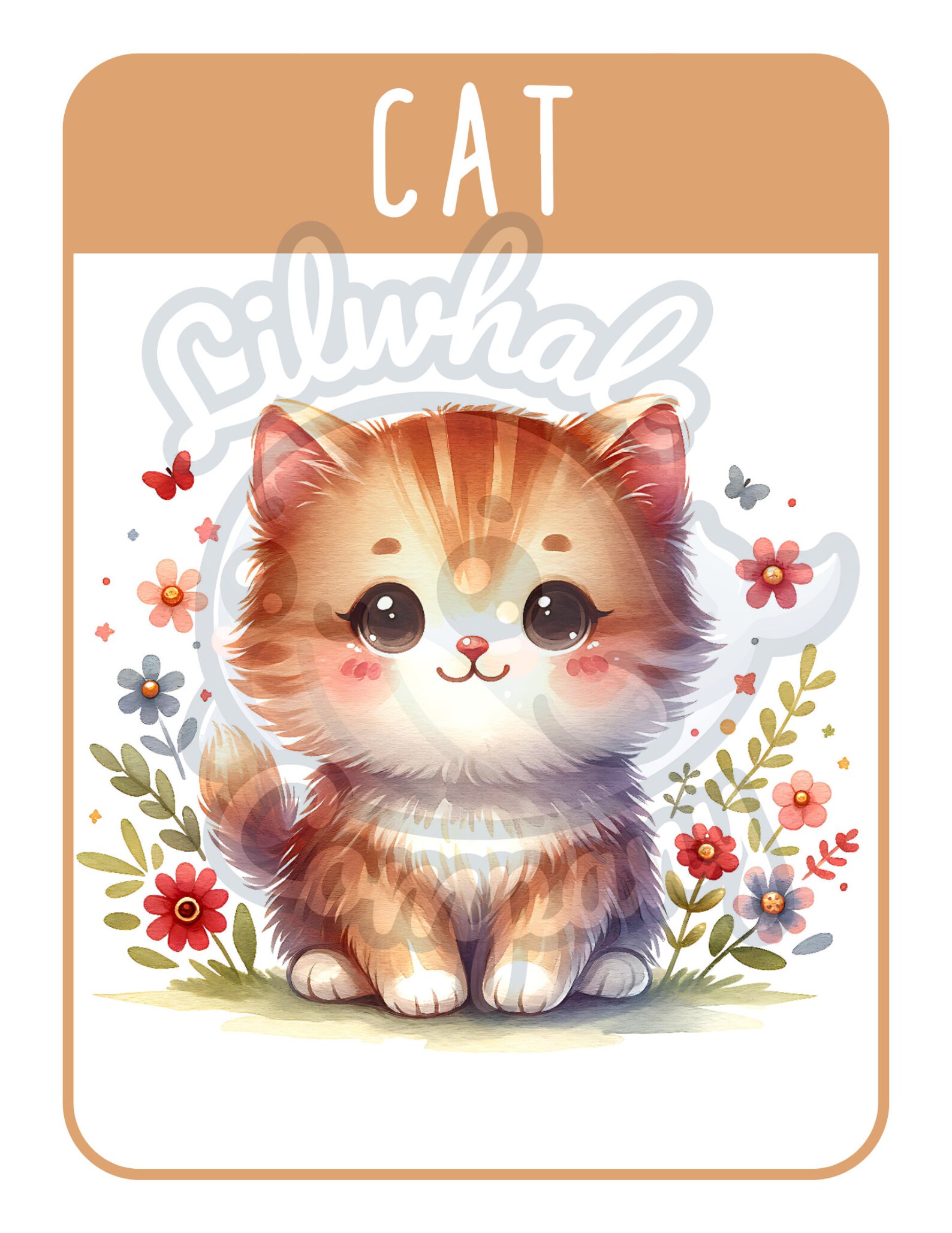 Cute Watercolor Animal Flashcards, Printable Flashcards for Preschool ...