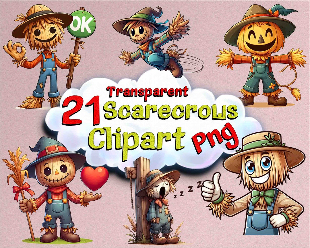 Cute Scarecrow Clipart Bundle, 21 Scarecrows in One, Scarecrows ...