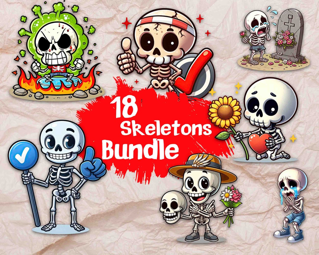 Cute Skeletons Png Design, Unique Skeletons Bundle, PNG Bundle Skull ...