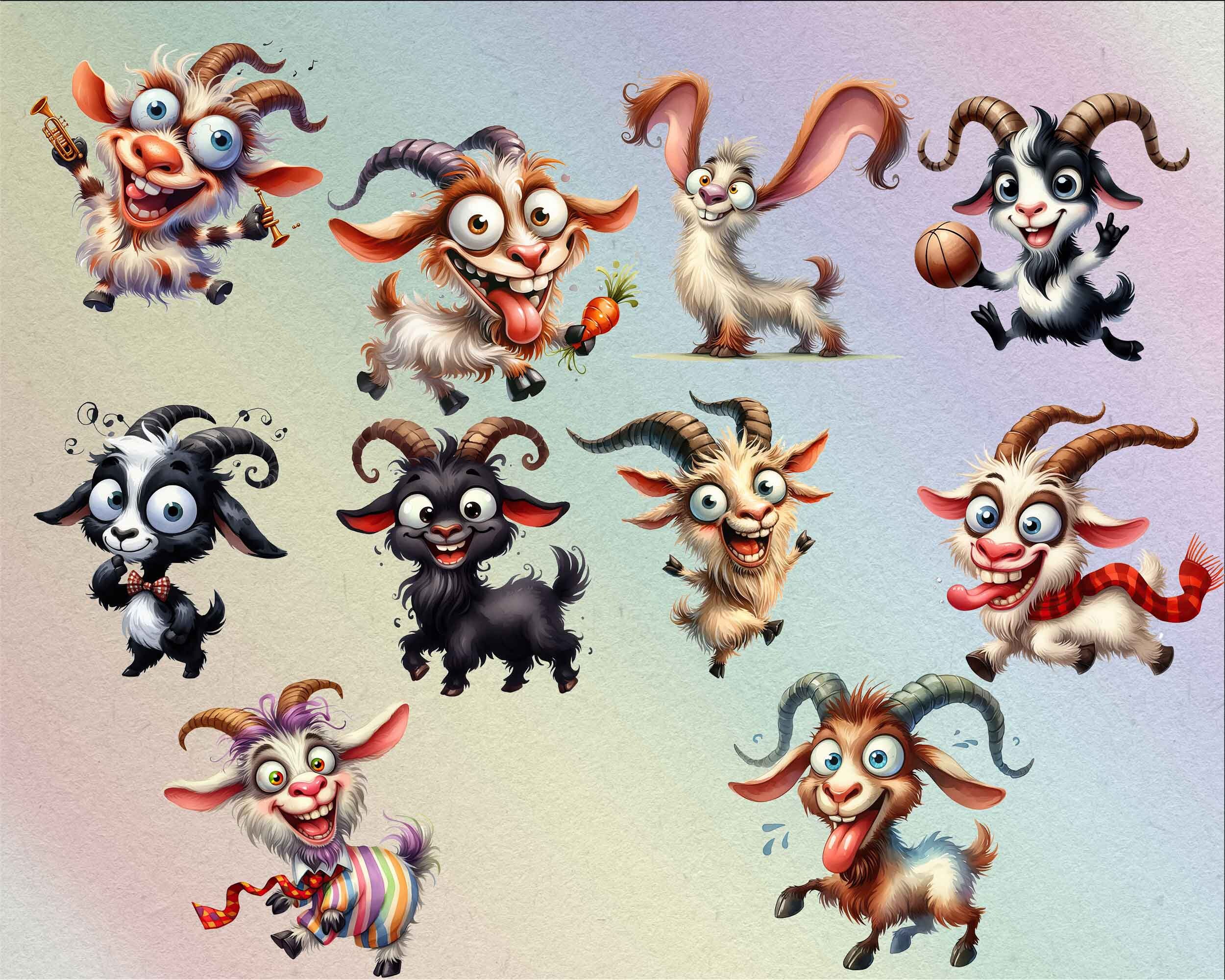 Cute and Funny Goat PNG Clipart Bundle, 26 Quirky Goat Clipart Png ...