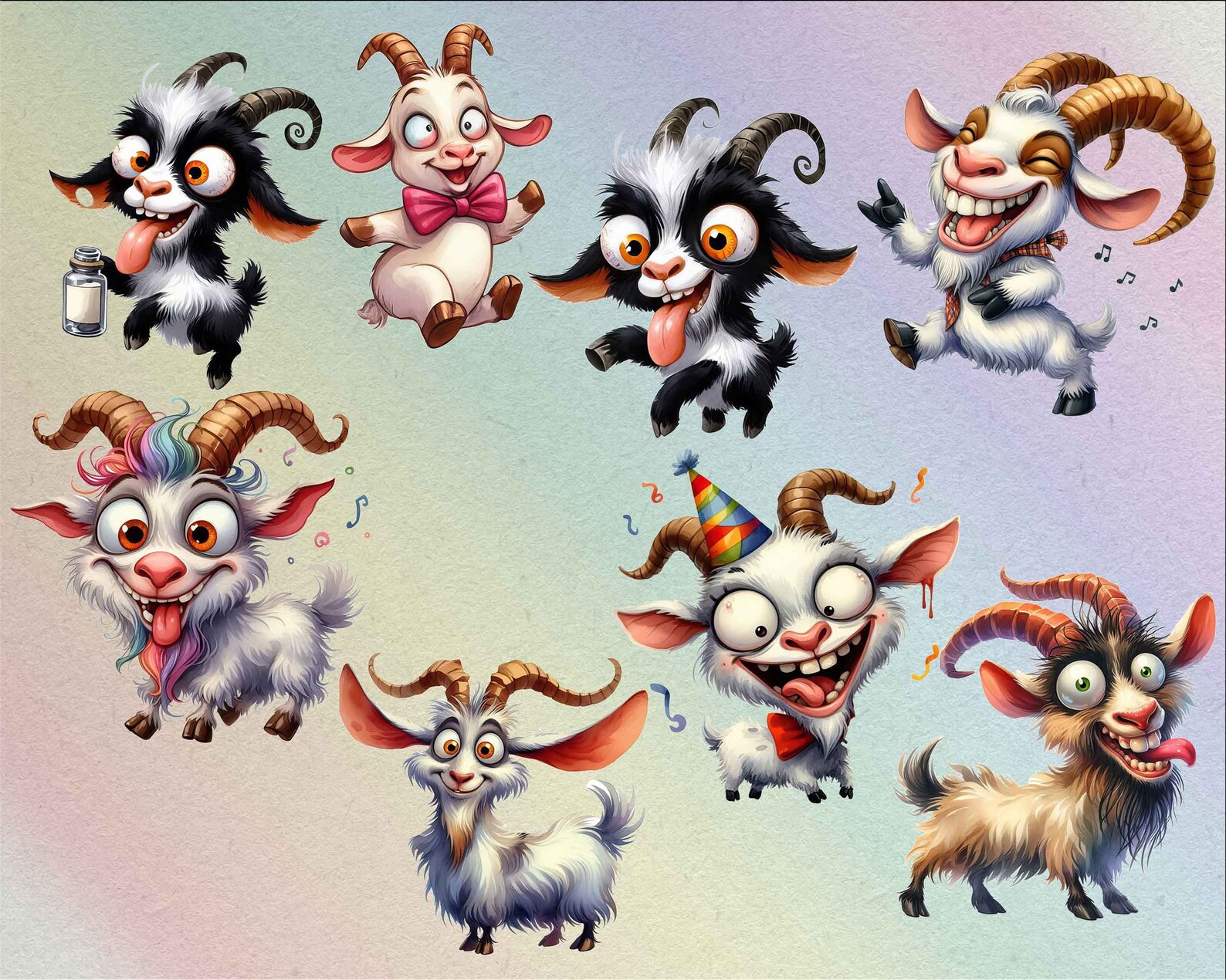 Cute and Funny Goat PNG Clipart Bundle, 26 Quirky Goat Clipart Png ...