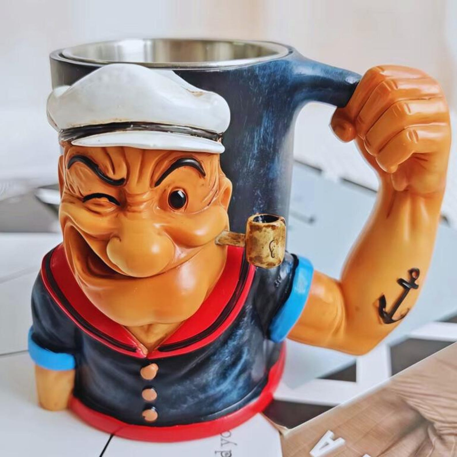 3D Popeye Power Coffee Mug, Resin Cartoon Drinkware - Etsy