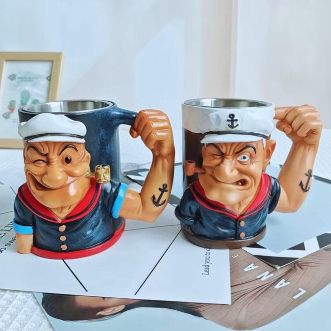 3D Popeye Power Coffee Mug, Resin Cartoon Drinkware - Etsy
