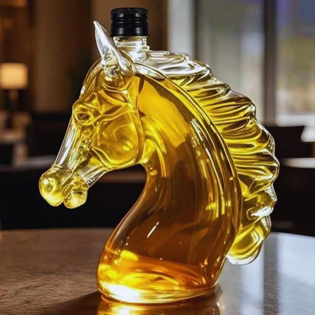 Horse Head Whiskey Decanter – Engraved Glass Bourbon & Brandy Bottle ...