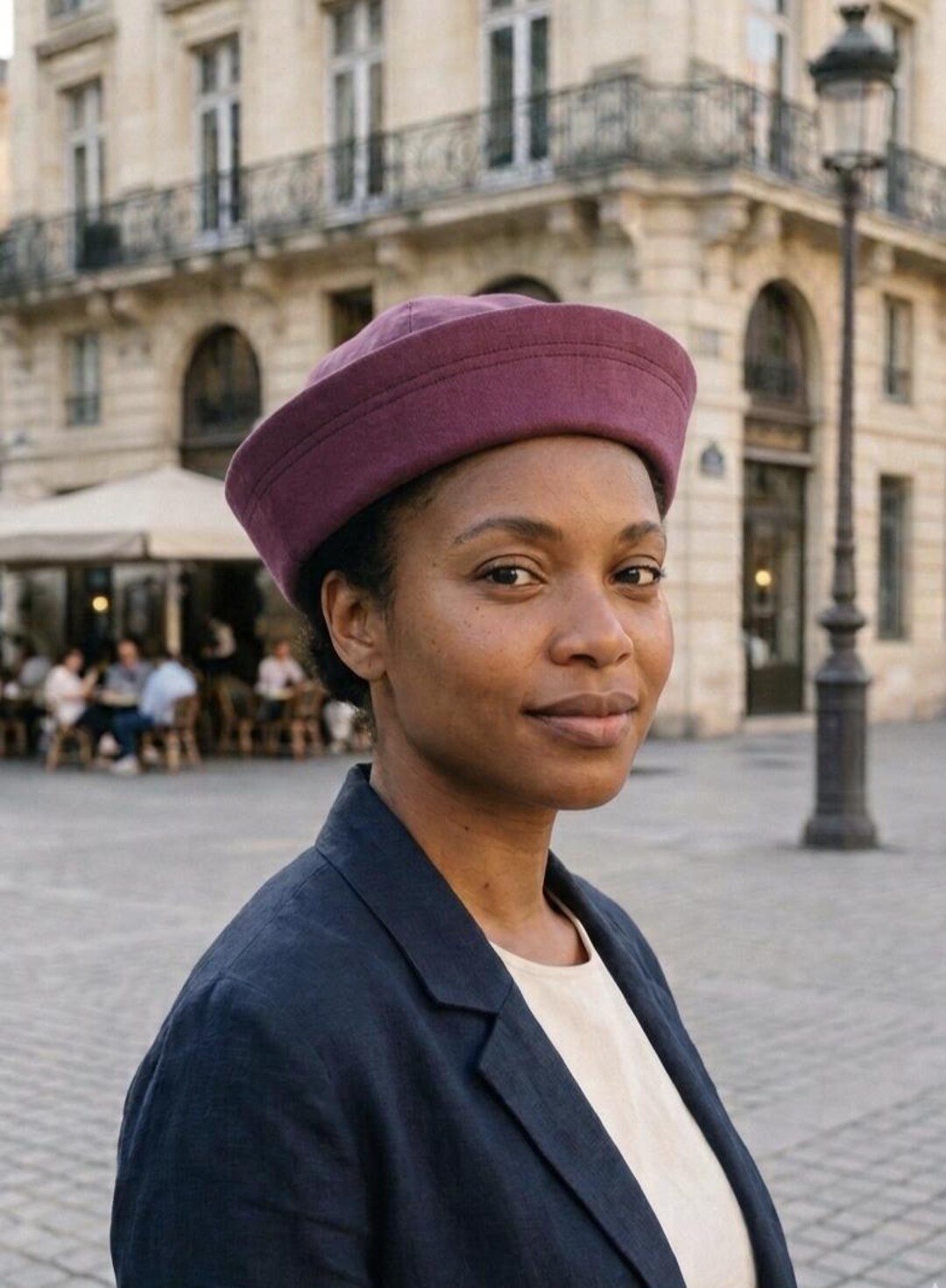 Burgundy Linen Sailor Hat for Women | Handmade Sailor Cap | Minimalist ...