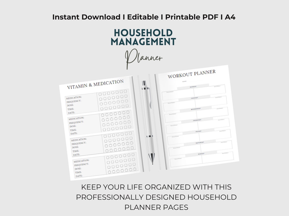Household Planner, Printable Household Management Binder, Household ...