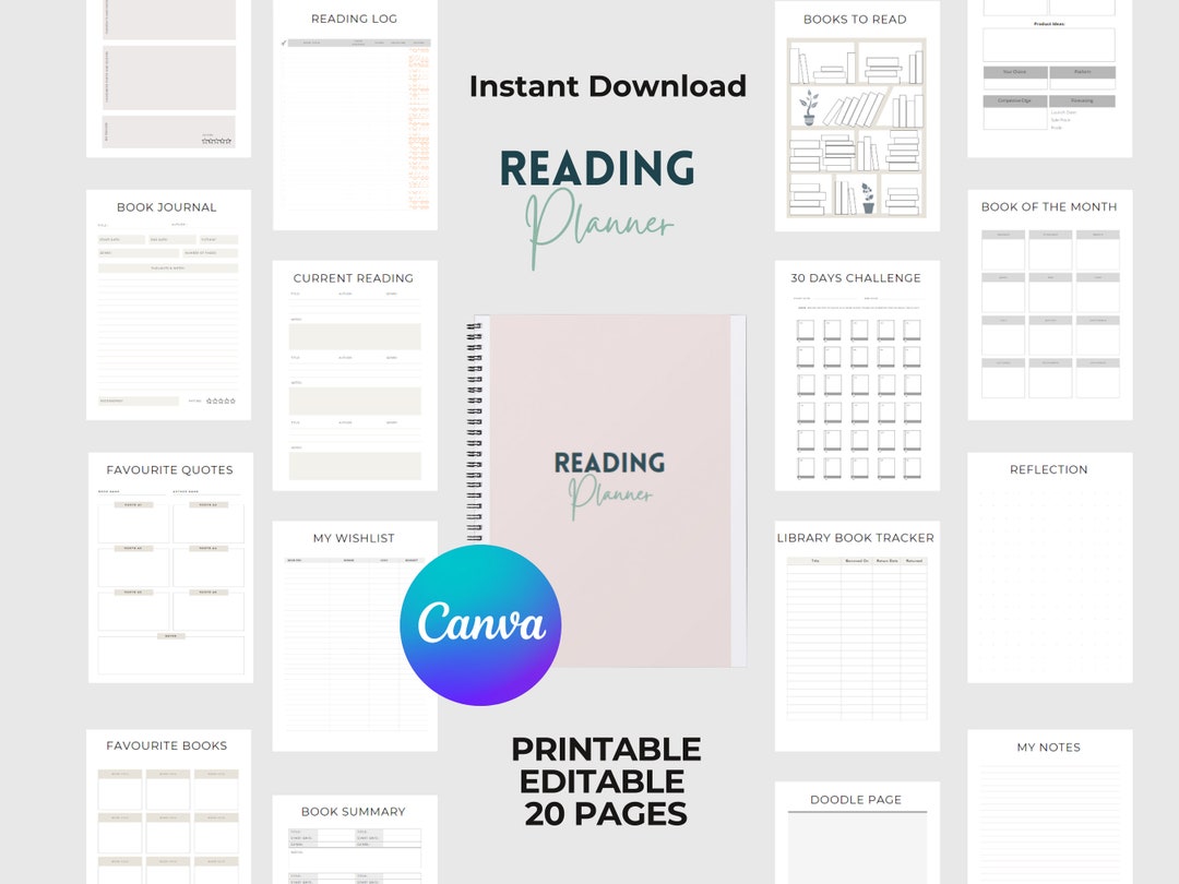 Book Reading Planner Printable Reading Log Digital Reading Tracker ...