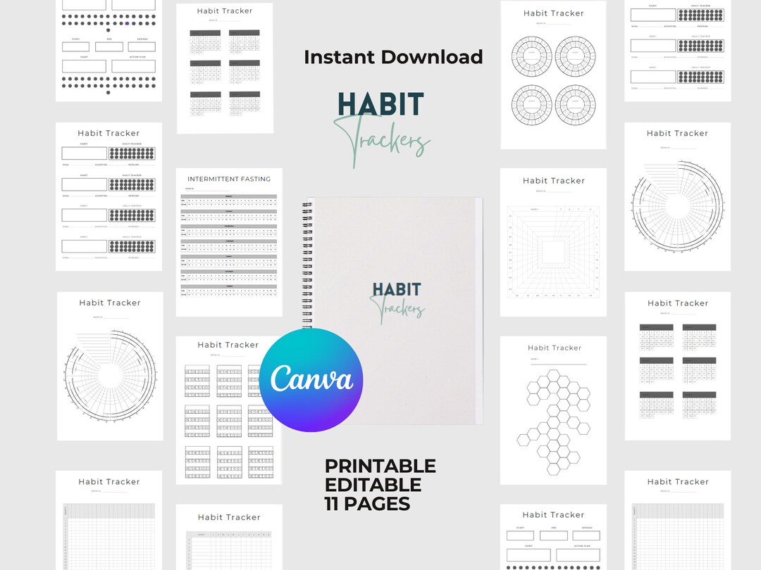 Habit Tracker Printable, Habit Tracker Digital, Habit Challenge ...