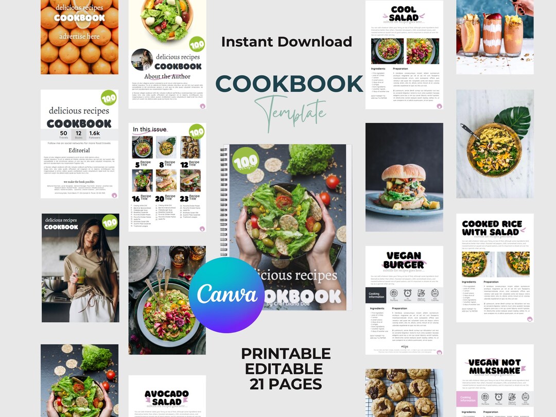 Cookbook Template | Editable Recipe Book Template | Printable Family ...