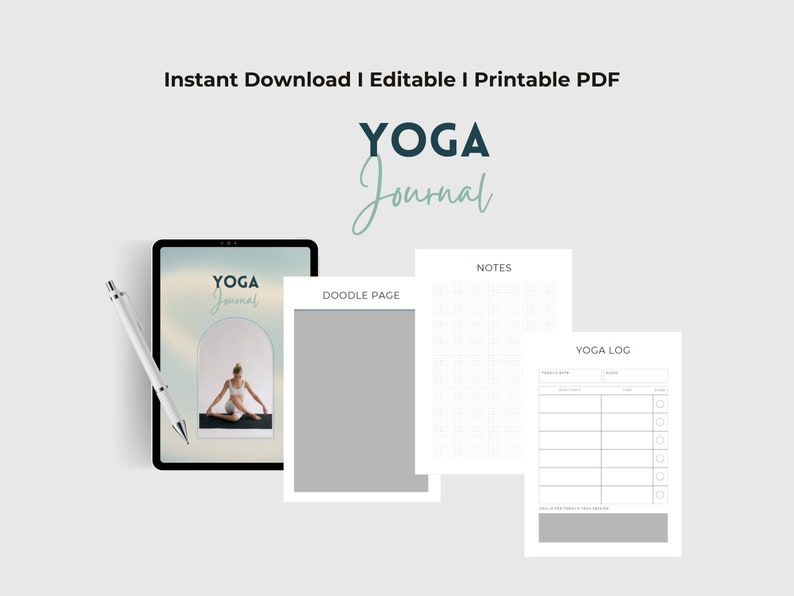Yoga Journal Printable | Digital Mindfulness Planner | Reflection Pages ...