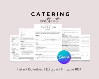 Catering Contract Template, Editable in Canva Catering Service Contract, Catering Business ...