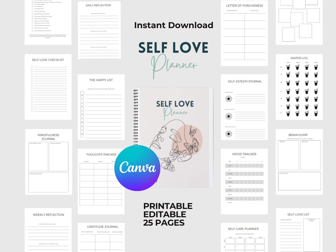 Self Love Journal Printable Minimalist, Self Care Journal, Affirmation ...