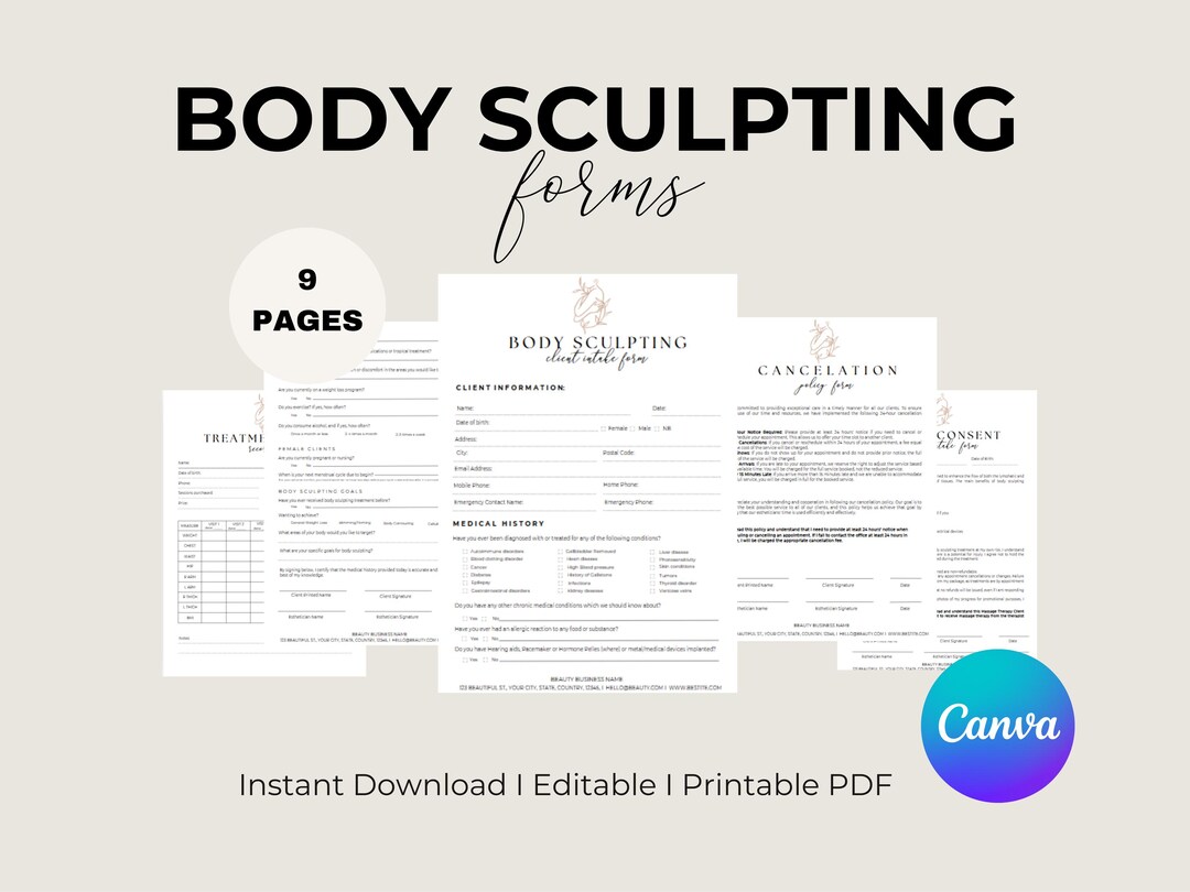 Body Sculpting Intake Forms Body Contouring Consultation & Consent ...