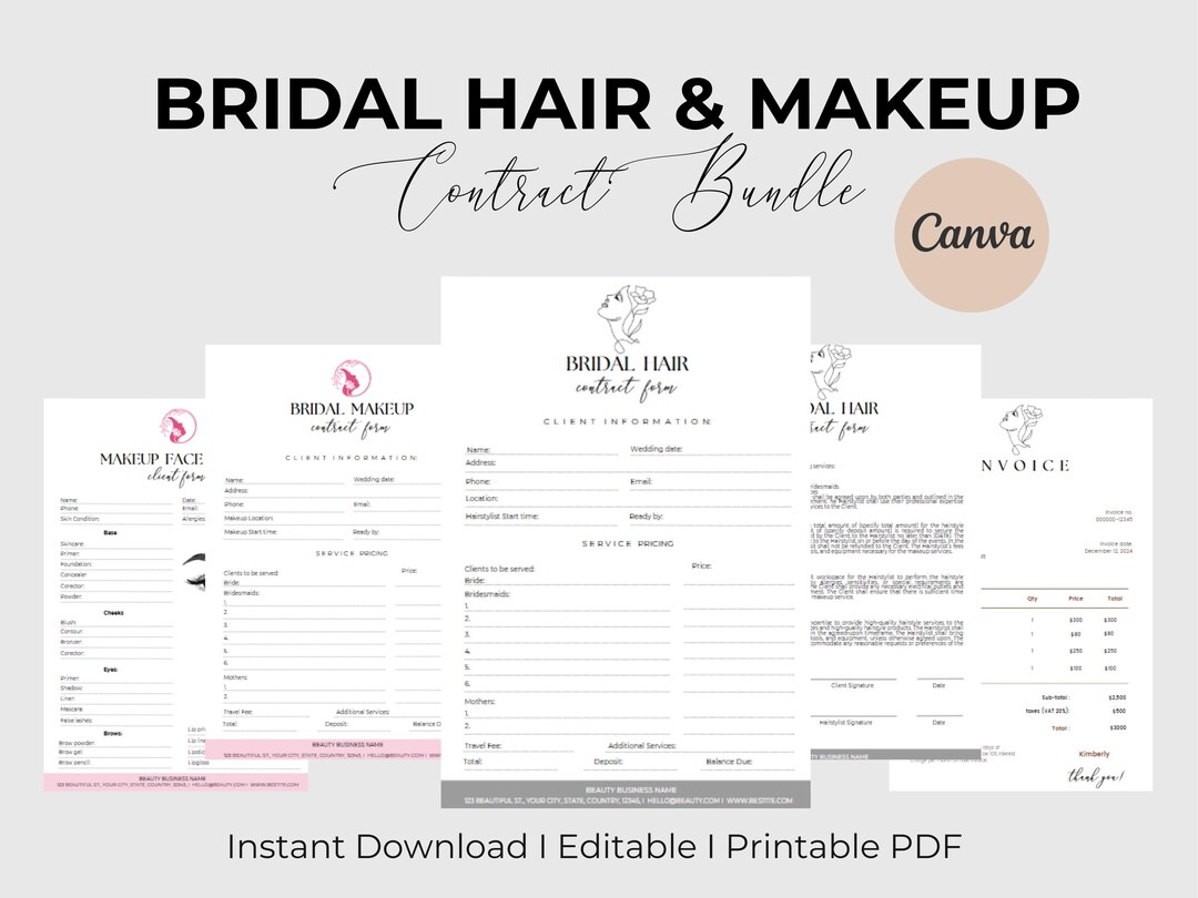 Bridal Makeup Artist Contract Bridal Hair Contract Wedding Hair and ...