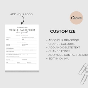 Mobile Bartender Contract Template Bartending Service Agreement Forms ...